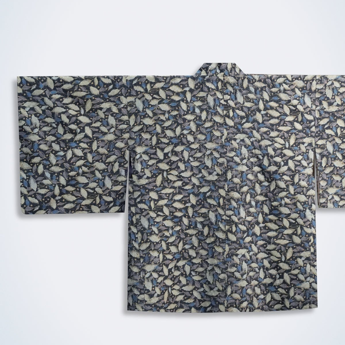 Black haori with cold color leaf pattern [H-A38] – KUDEN by TAKAHIRO SATO